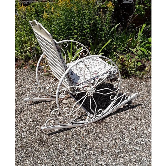 Vintage Garden Swing Chair with Decorated White Painted Metal Frame 1970s Chairish