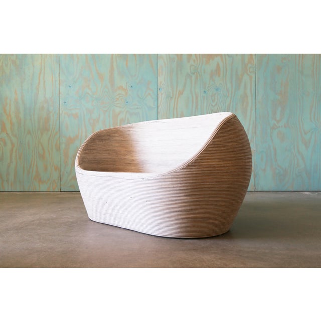 1980s Boho Modern Weathered Split Reed Ball Sofa and Chair After ...