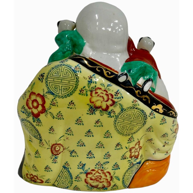 Chinese Famille Rose Porcelain Hotei Laughing Buddha | Chairish