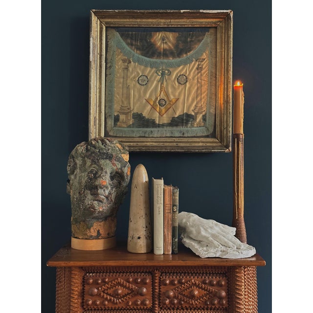 Antique 18th Century Hand Painted Silk Masonic Apron, Framed | Chairish