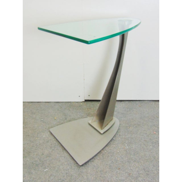 Modern Design Cantilever Glass & Steel Table | Chairish