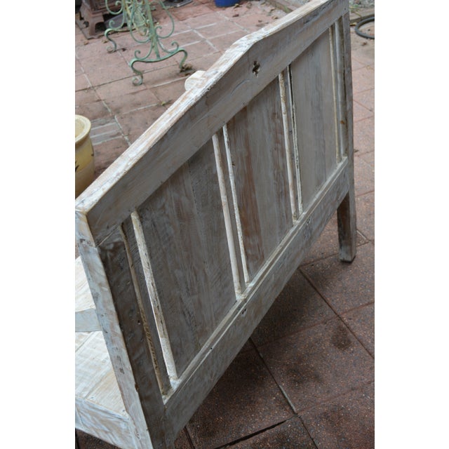 Gothic White Washed Wooden Bench | Chairish