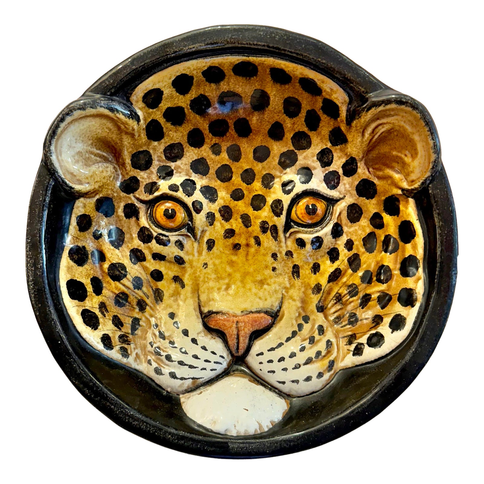 Vintage Italian Leopard Head Bowl | Chairish