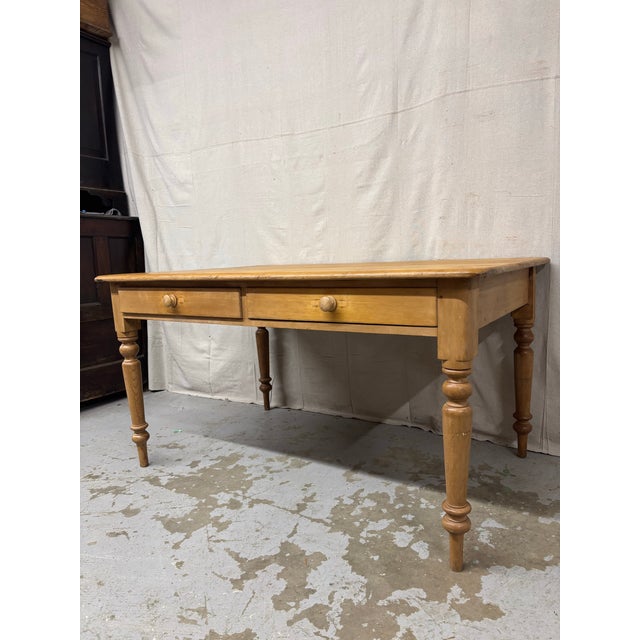 19th Century Four Drawer English Pine Prep Table | Chairish