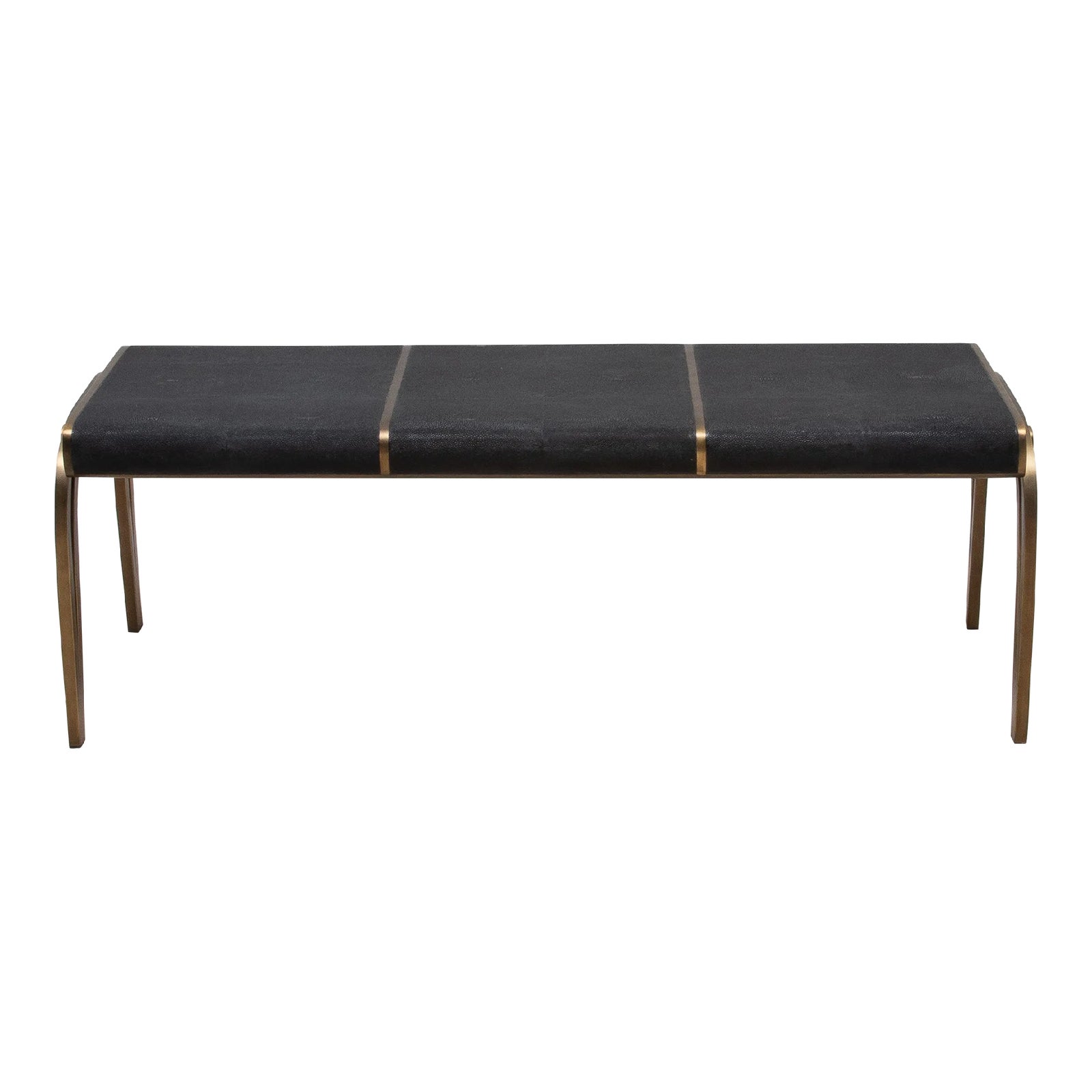 Bench in Black Shagreen With Bronze Patina Brass Detail by R&y Augousti ...