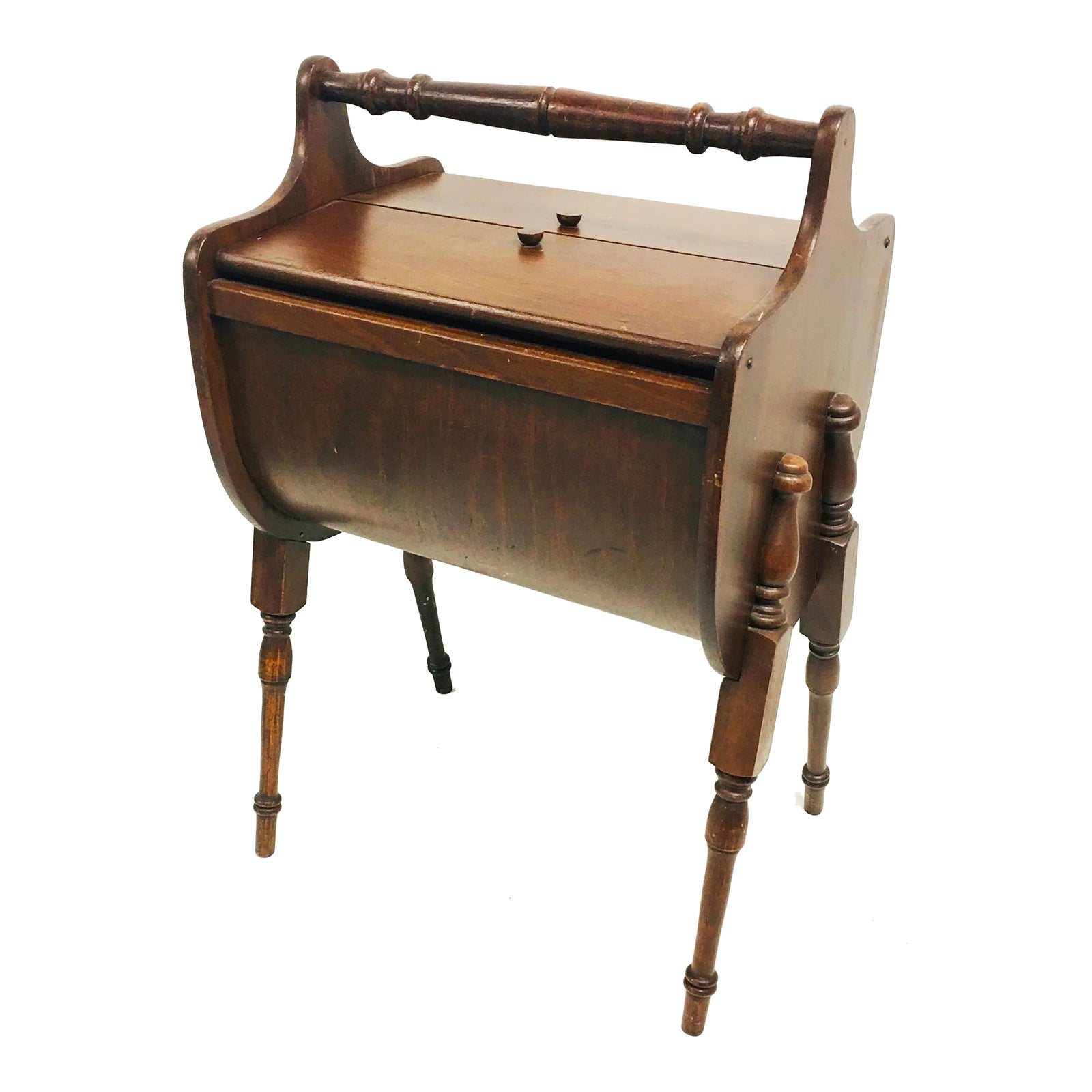 1960s Sewing Stand With Turned Legs | Chairish