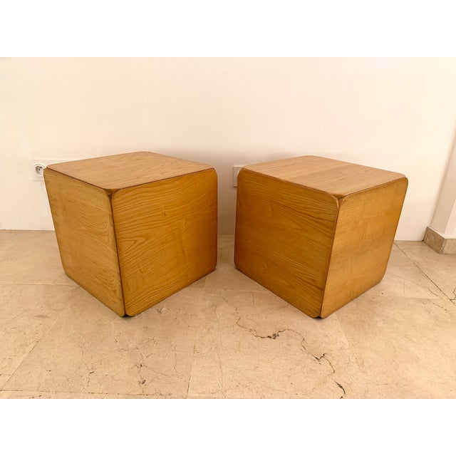 Set of 4 Wood Cube Stools Samara by Derk Jan De Vries for Maisa Di ...