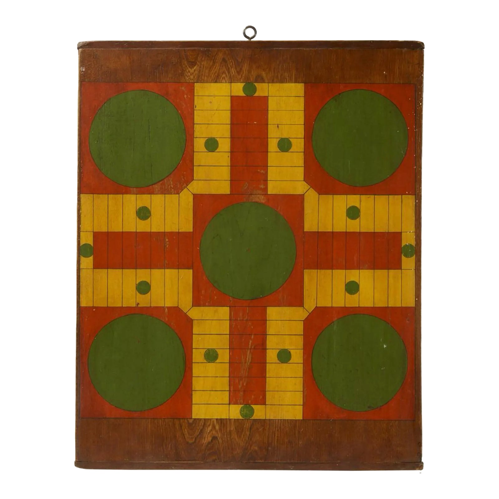 Antique Parcheesi Gameboard, Late 19th Century, in Red, Green and ...