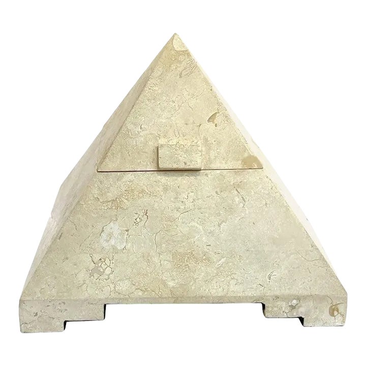 Late 20th Century Modern Tessellated Stone Inlaid Pyramid Hinged Box ...