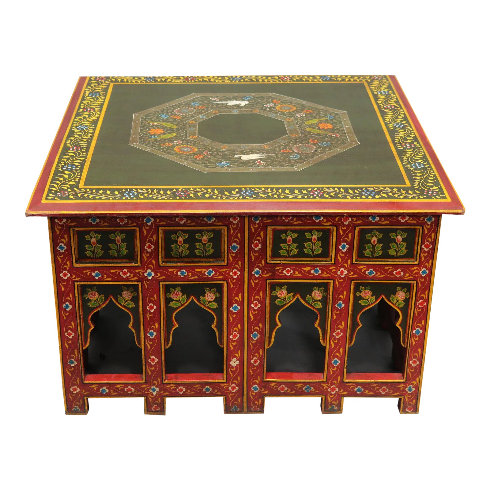 Asian Painted Wooden Coffee Table | Chairish