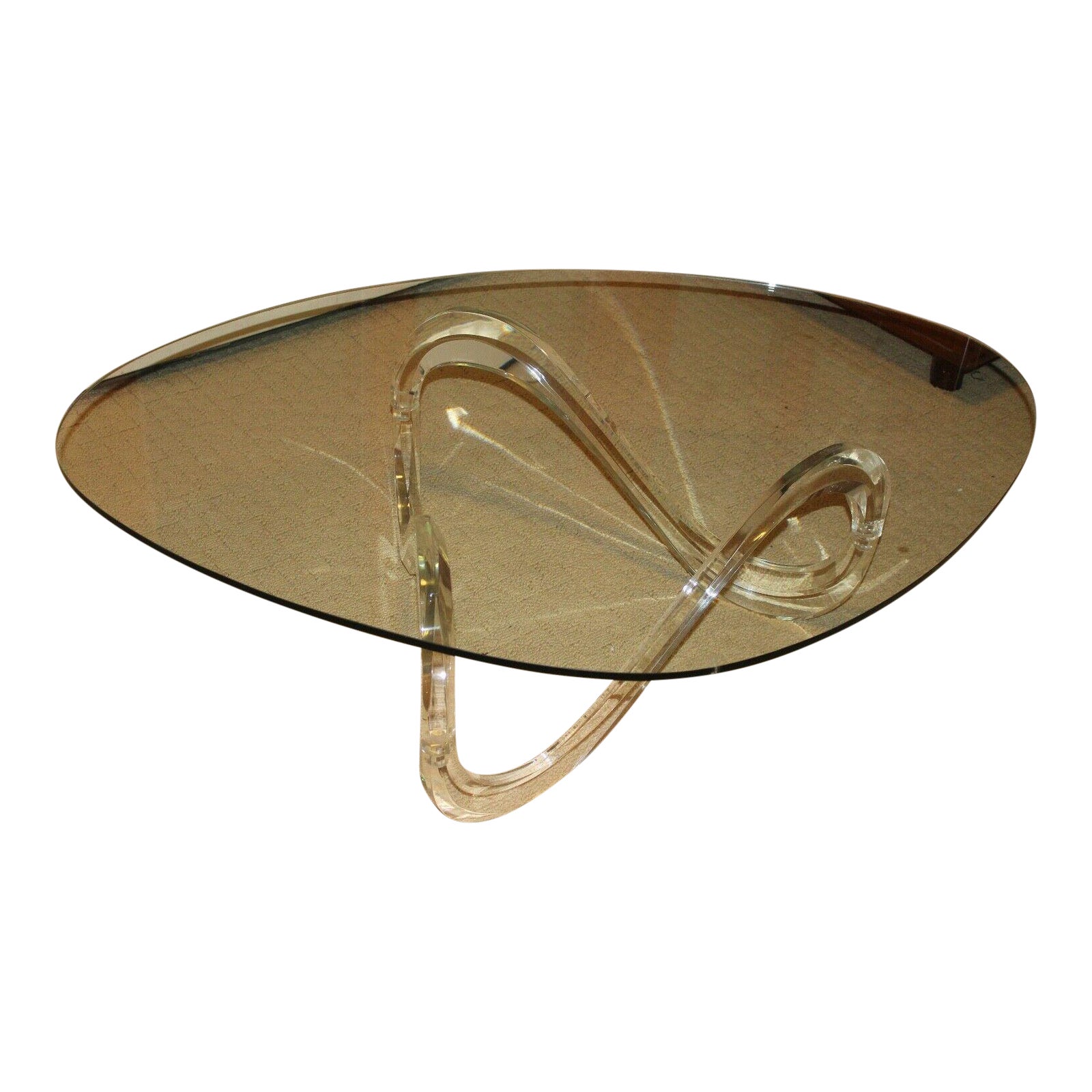 Shlomi Haziza Coffee Table With Lucite Acrylic & Glass Post | Chairish