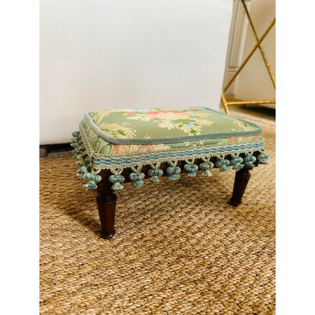 Custom Upholstered Antique French Footstool | Chairish