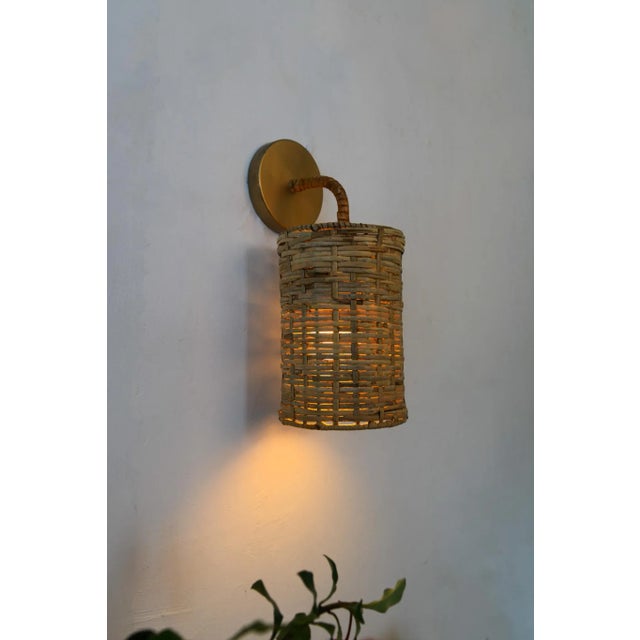 Wicker Rattan Wall Sconce | Chairish