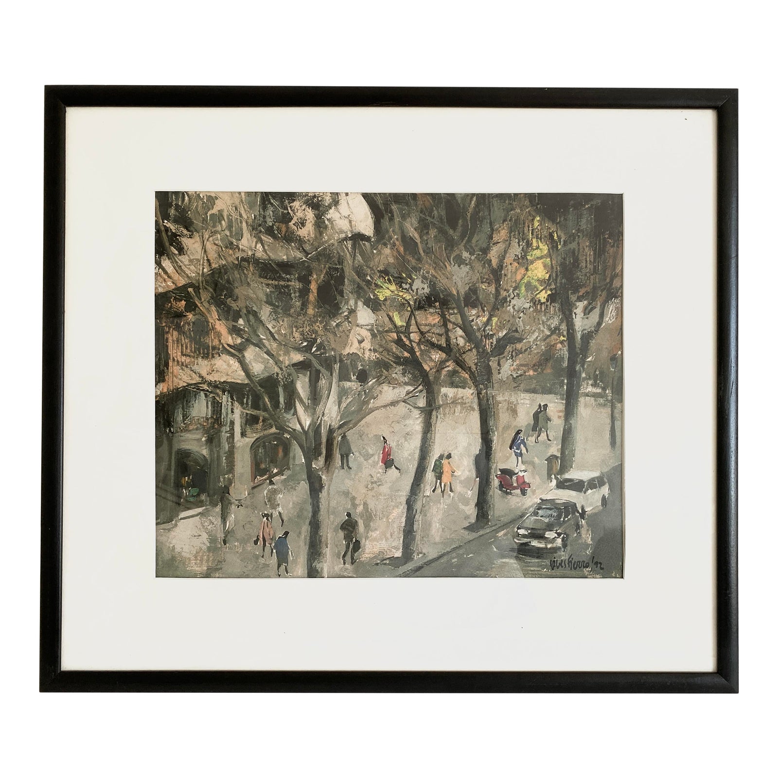 1990s European Post Impressionist Street Scene Litho | Chairish