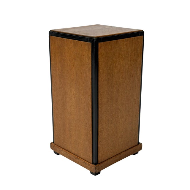 Art Deco Modernist Pedestal in Oak with Black Lacquer, 1930s | Chairish