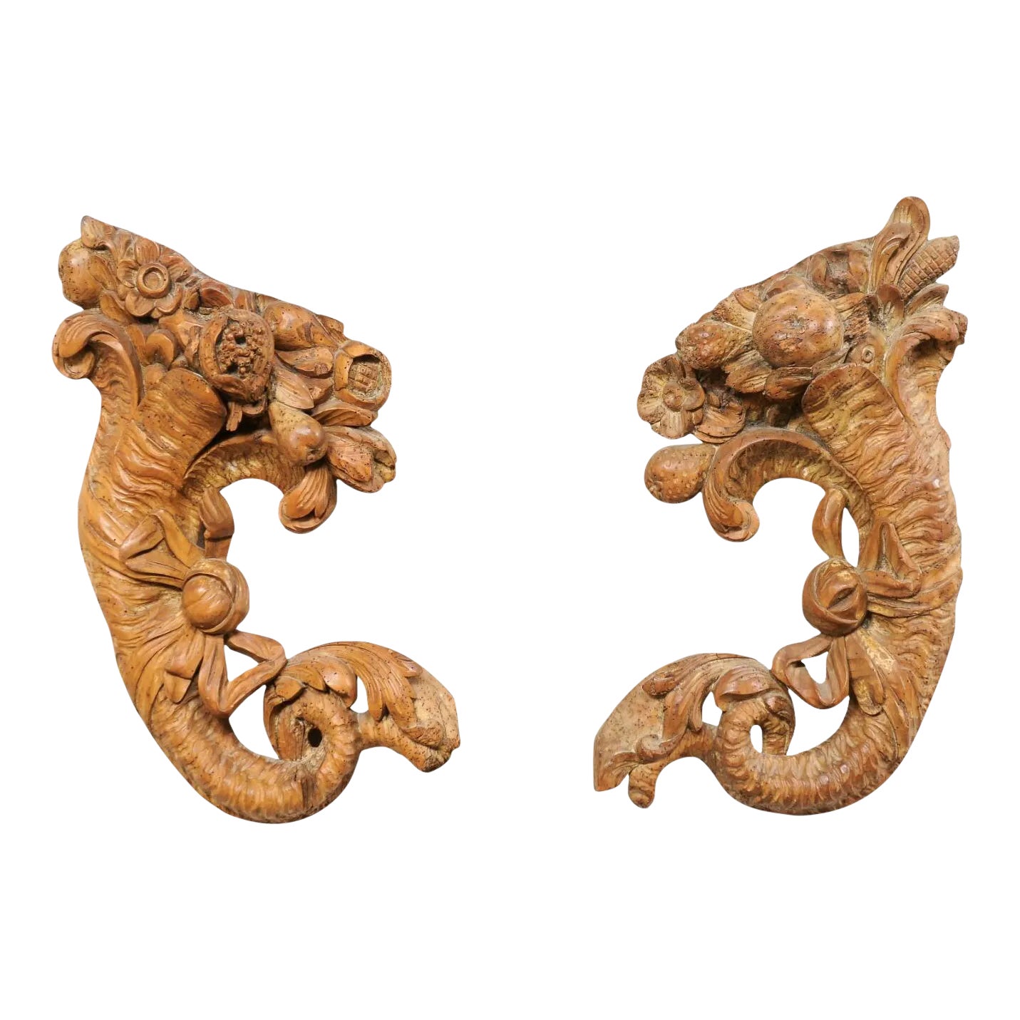 Antique French Cornucopia Wall Plaques - A Pair | Chairish