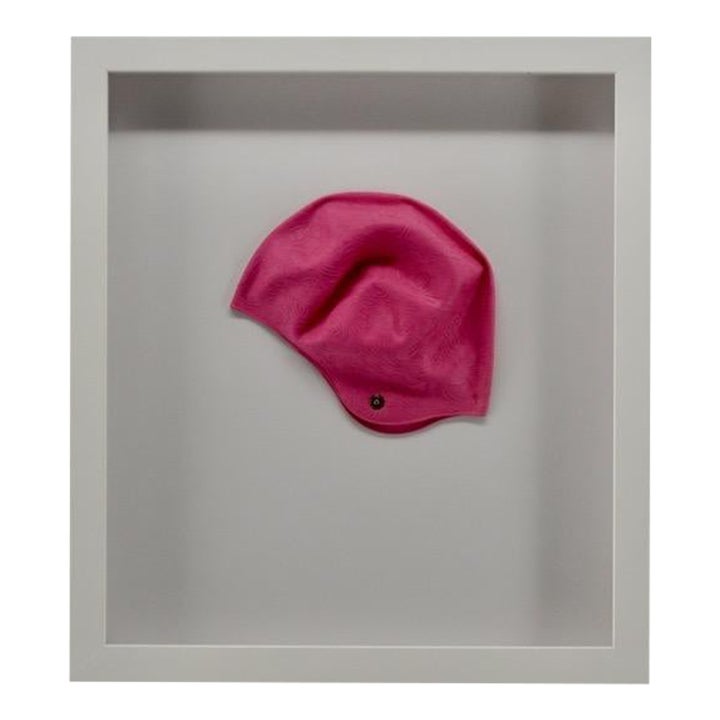Vintage Swim Cap Framed Beach Decor Pink | Chairish