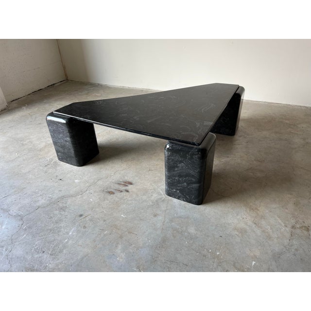 Postmodern Faux - Black and White Marble Triangular Coffee Table | Chairish