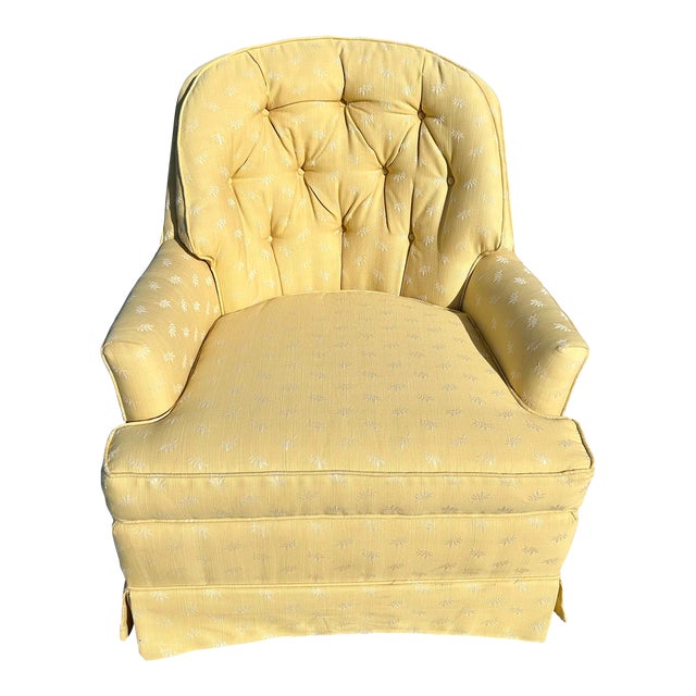 Vintage Yellow Tufted Swivel Rocker With Removable Seat Cushion | Chairish