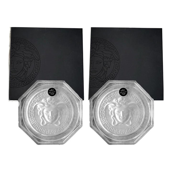 Rosenthal Versace Lumiere Medusa Coasters - A Pair New in Box | Chairish