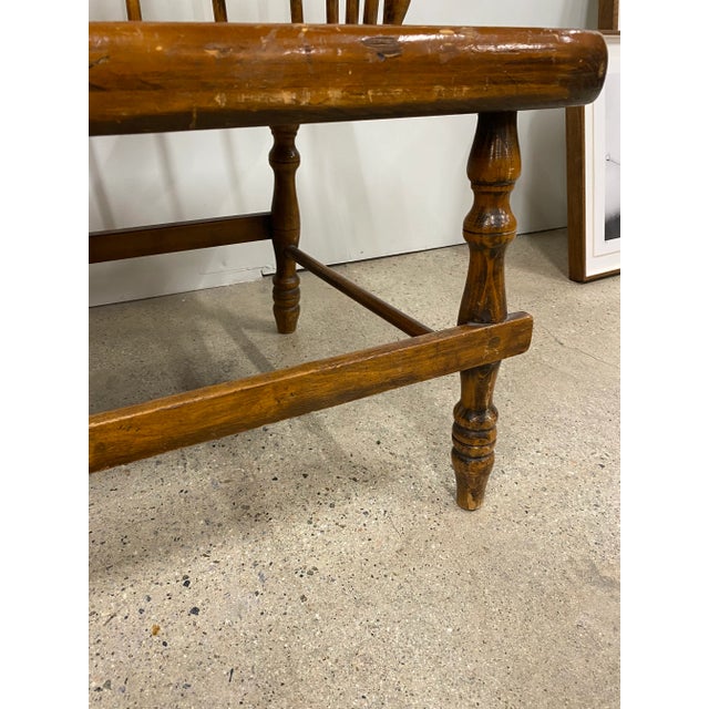 Large 1920s/30s Antique Windsor Style Wooden High Back Bench | Chairish