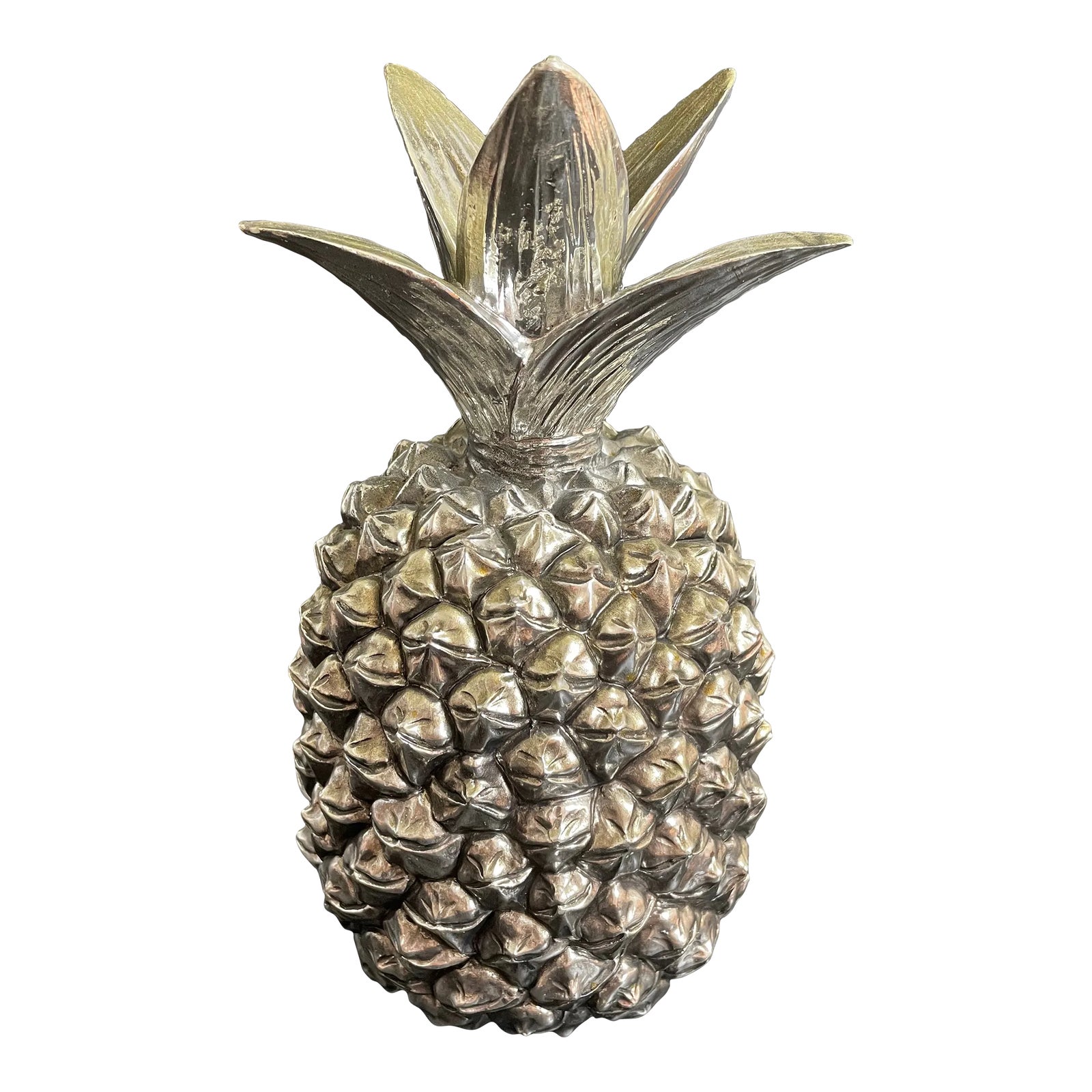 Vintage Resin Silver Pineapple in Life Size | Chairish