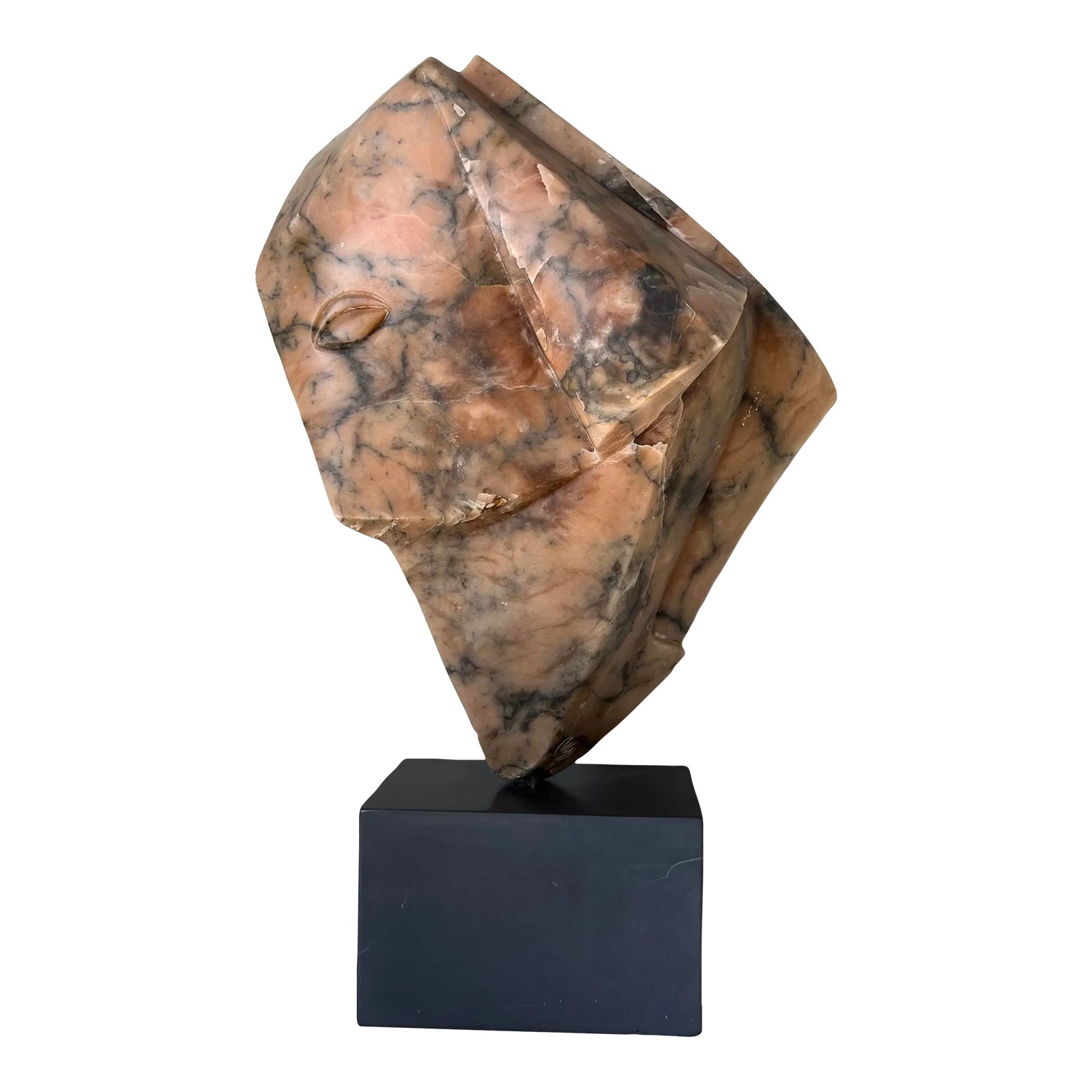 Vintage Carved Marble Geometric Abstract Head - Bust Sculpture | Chairish