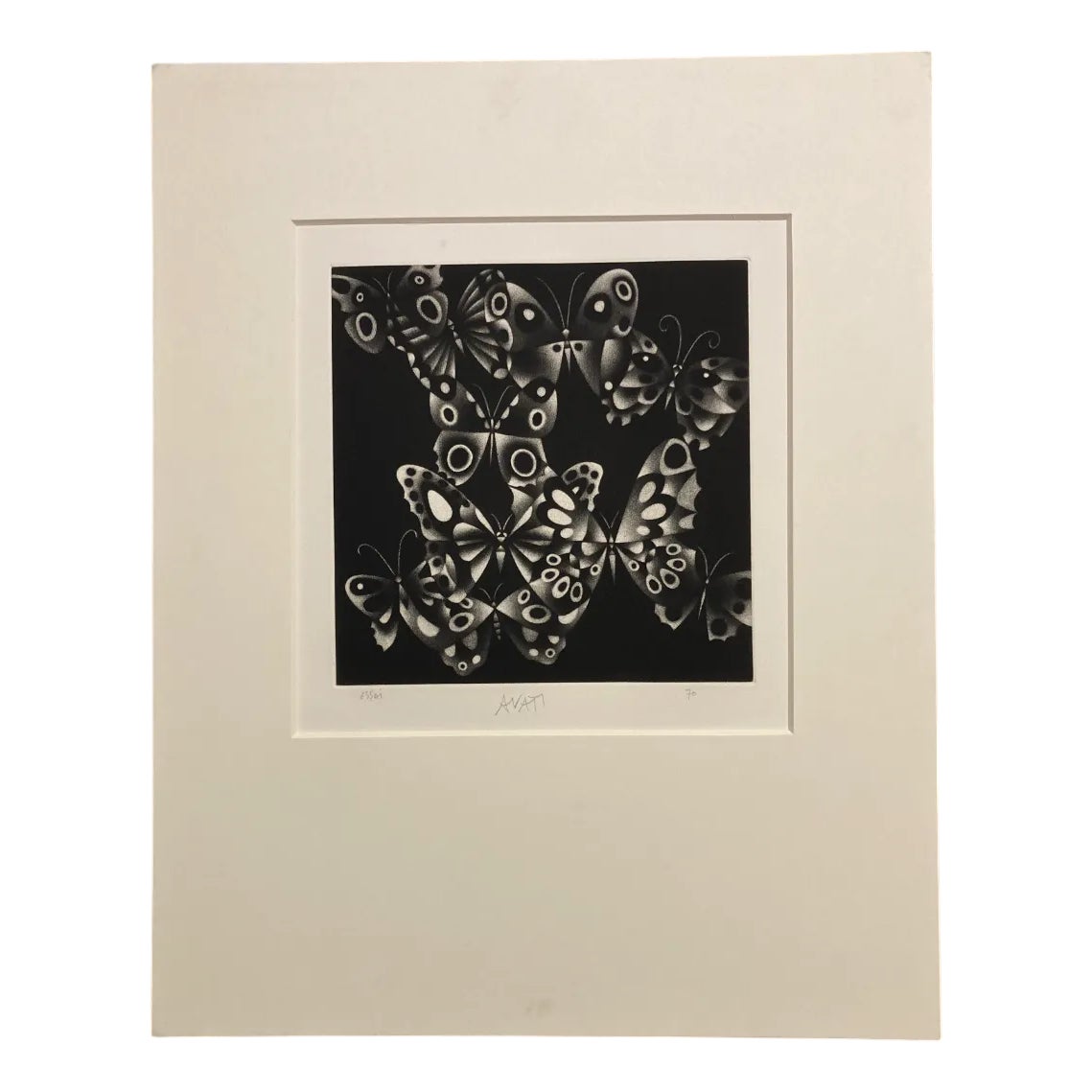 Mario Avati, Butterflies, 1970, Mezzotint Print | Chairish