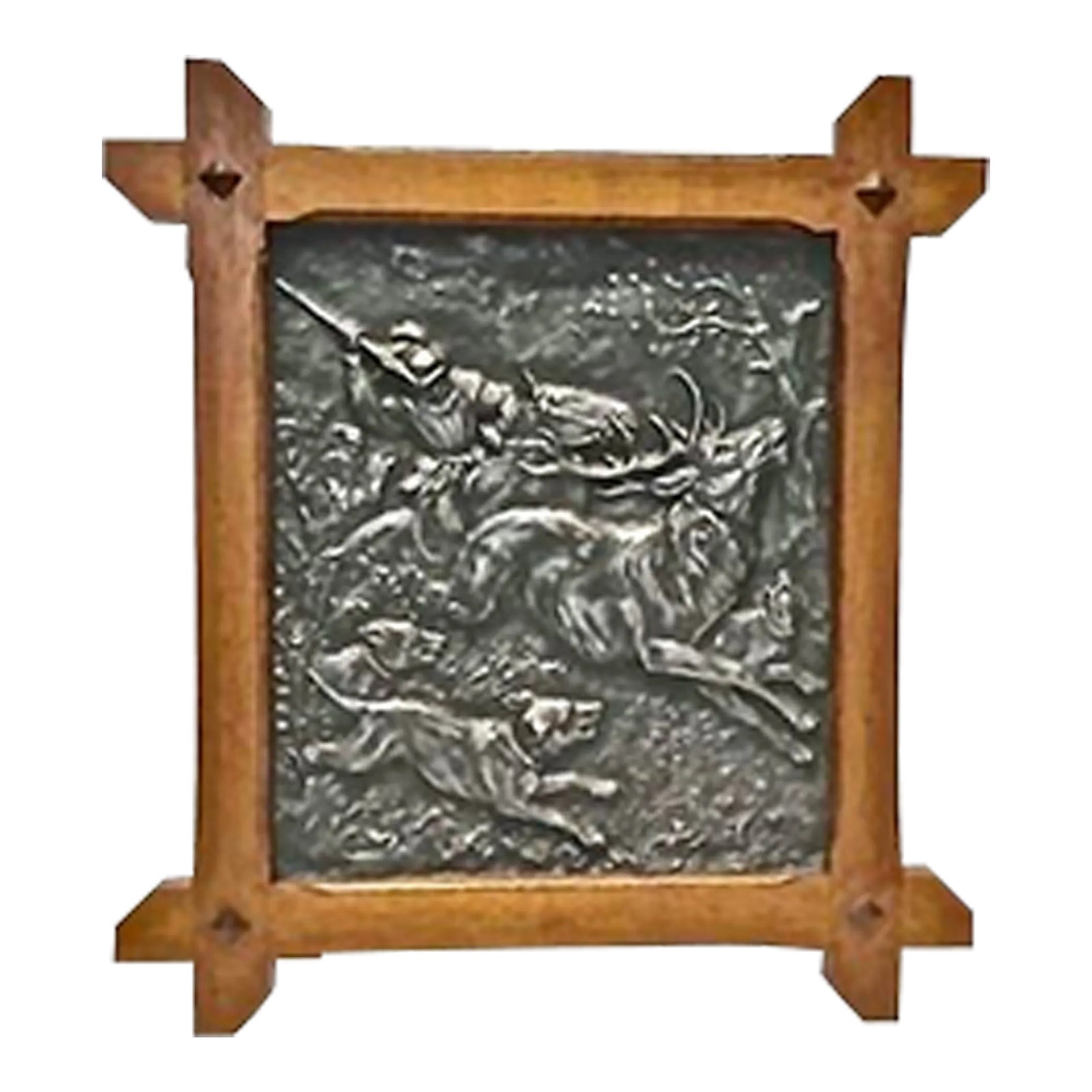 Vintage Stag Hunt Scene Wall Plaque | Chairish