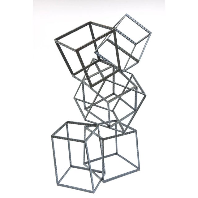 Monumental Steel Cube Angled Sculpture | Chairish