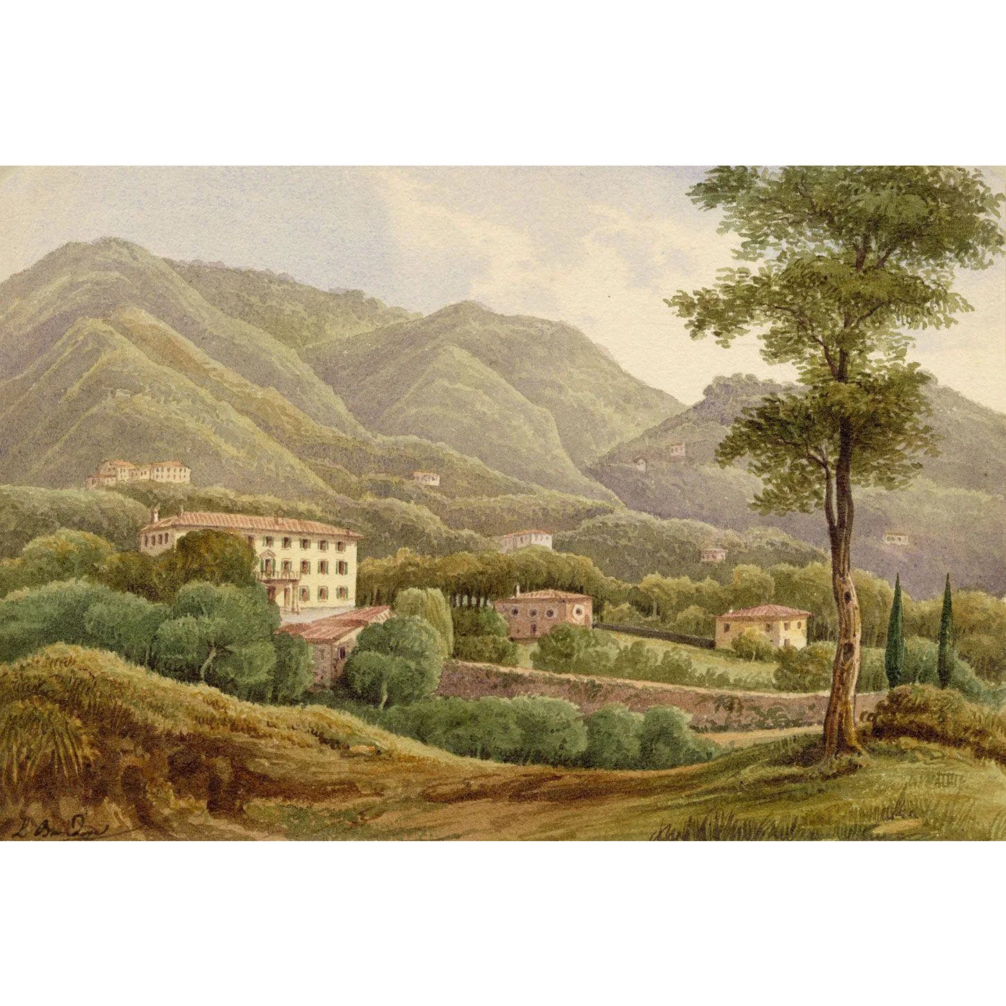 Lorenzo Bandoni, Tuscan Hills, Italy, Early 19th Century, Watercolour ...