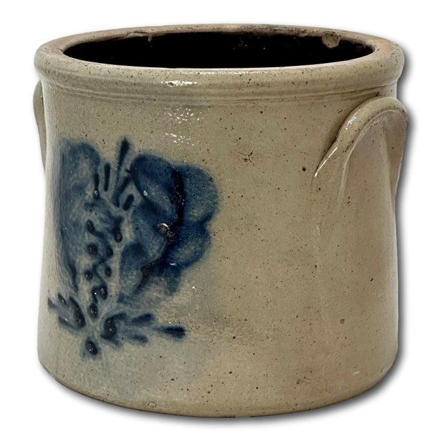 Very Rare Small 1/2 Gallon Size Antique American Blue Decorated ...