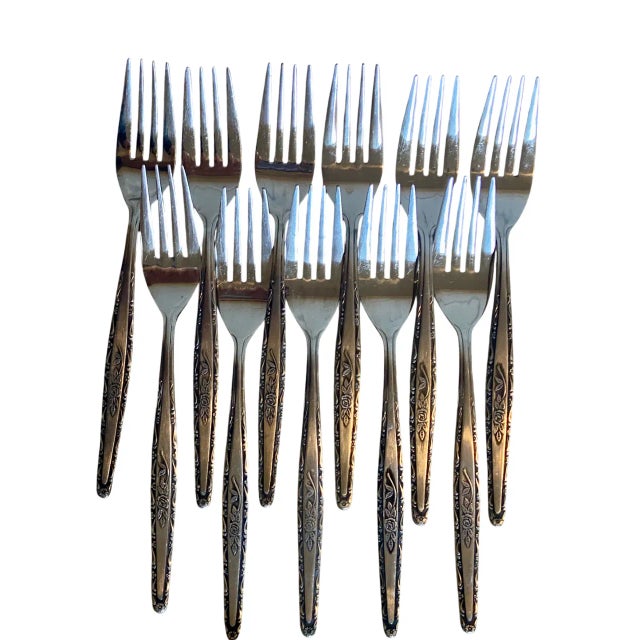 1970s Made in Korea Stainless Rose Pattern Flatware Set- 53 Pieces ...