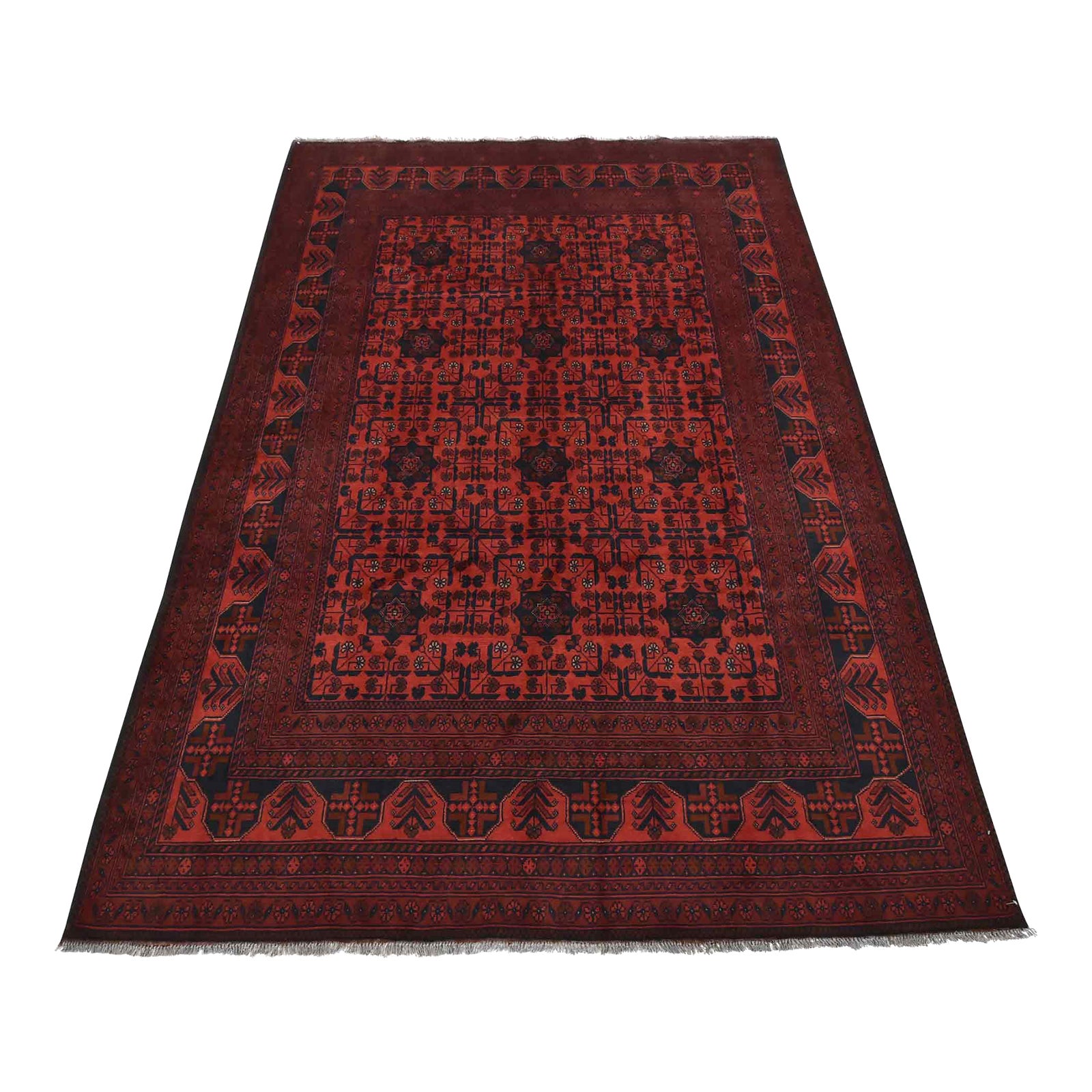 Turkmen Rug 6’8” X 9’7” Red Wool Tribal Hand-Knotted Carpet | Chairish