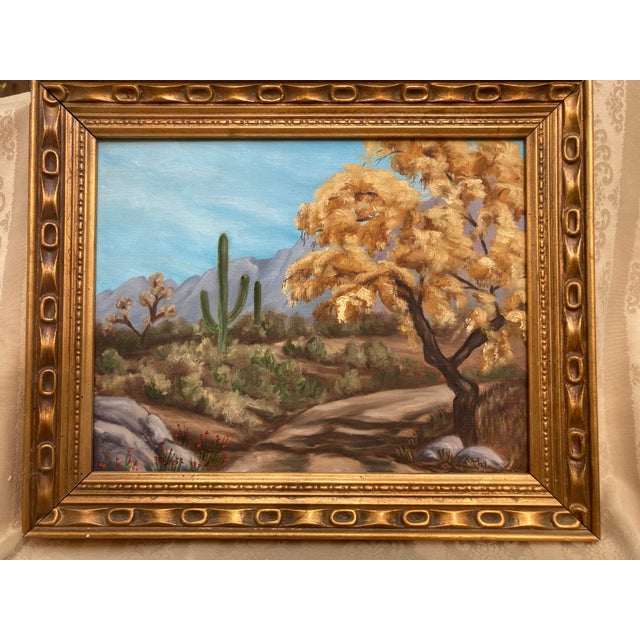 1973 Original Desert Landscape Oil Painting by Roger Kuntz, Framed ...
