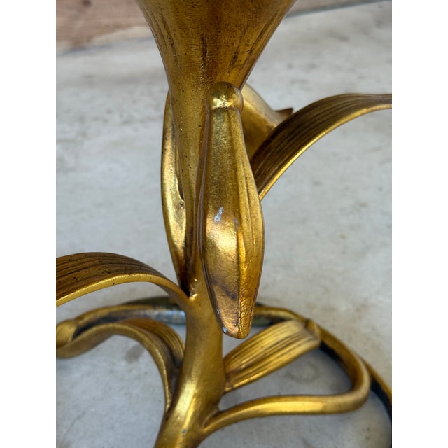 Mid-20th Century Arthur Court Gilded Lily Side Table With Glass Top ...