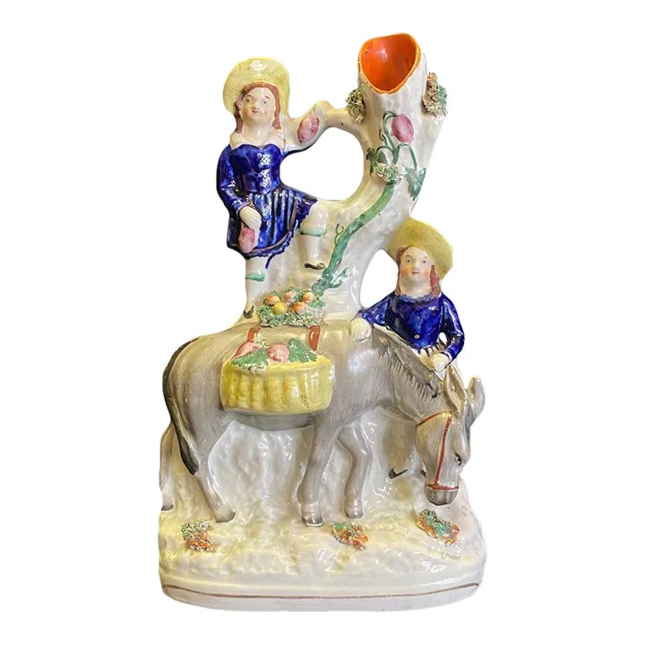 19th Century Staffordshire Spill Vase Donkey | Chairish