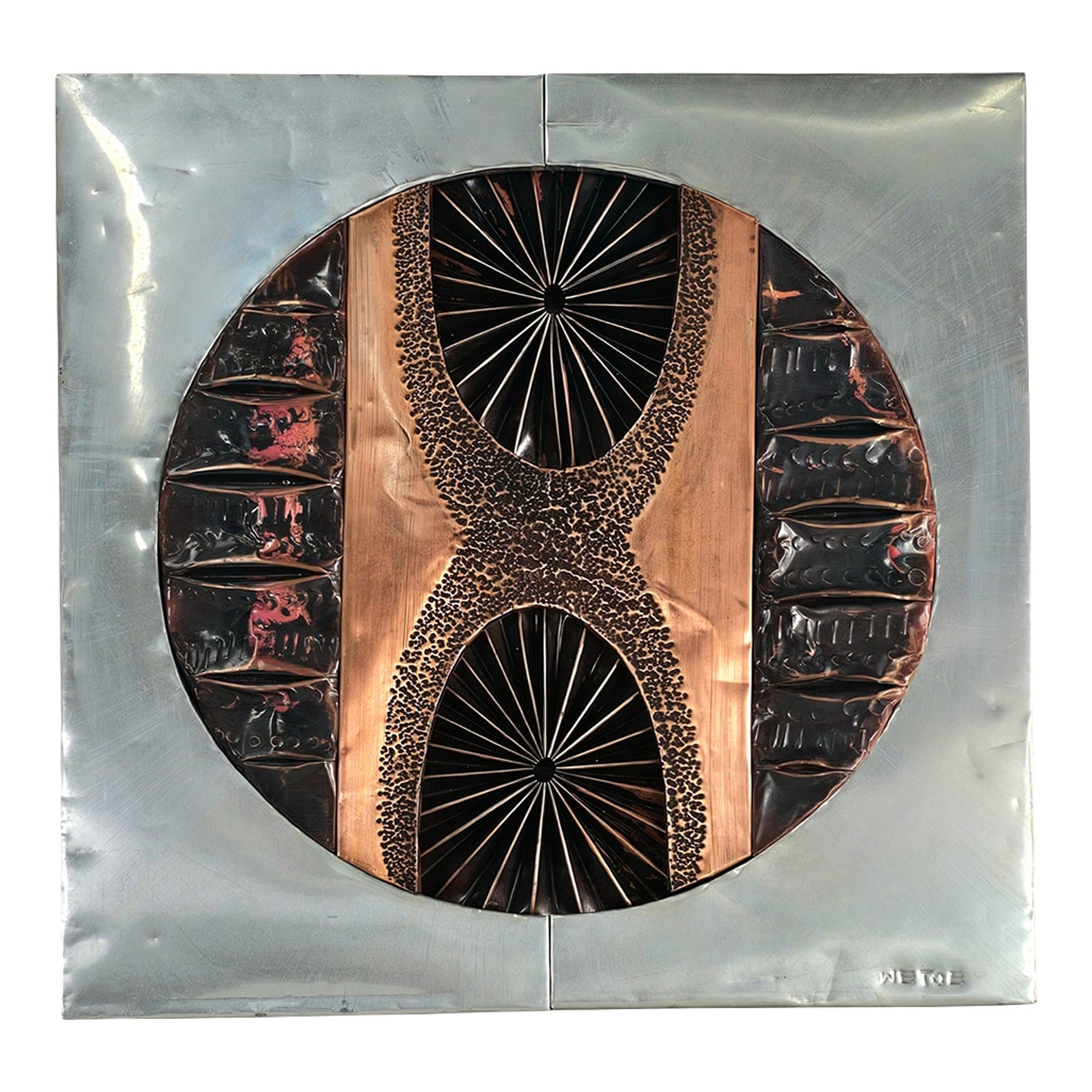 Wetoe Brutalist Relief Metal Wall Panel 20" | Chairish