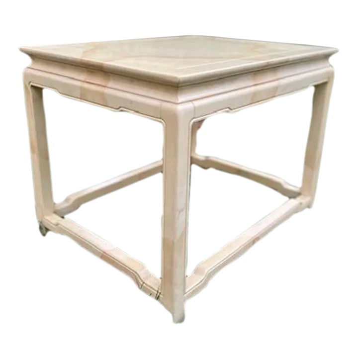 1970s Asian Ming Henredon Faux Goat Skin Side Table | Chairish
