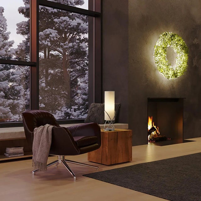 Internal Table Lamp - Chrome, White Linen Shade, Dimmer Switch | Chairish