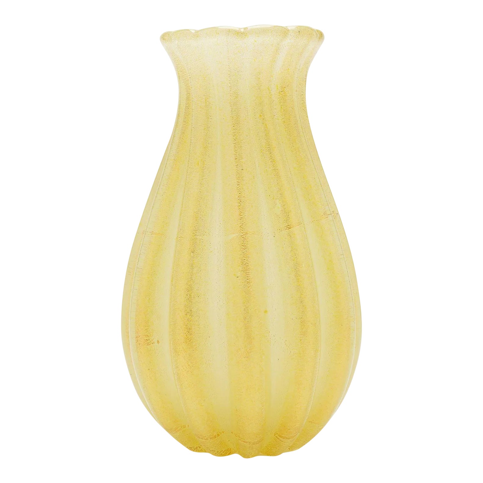 Italian Gold Infused Blown Glass Vase, C. 1950's | Chairish