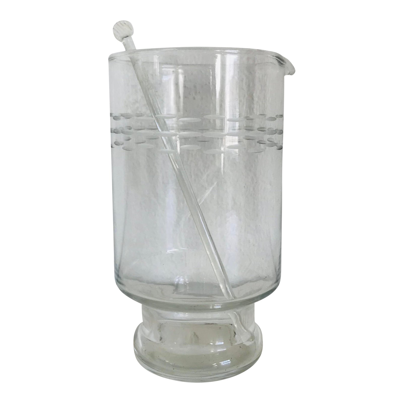 Vintage Mid Century Etched Glass Cocktail Pitcher and Stirring Rod ...