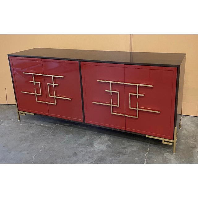 Ribbon Mahogany Frame With Red Lacquer Doors Chinois Sideboard From the ...