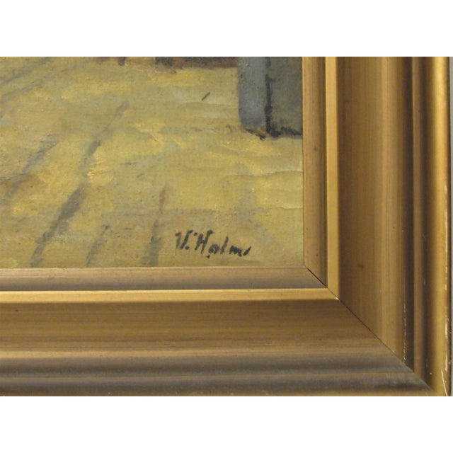 Early 20th Century Old Copenhagen, Oil Painting by v. Holm, Framed ...