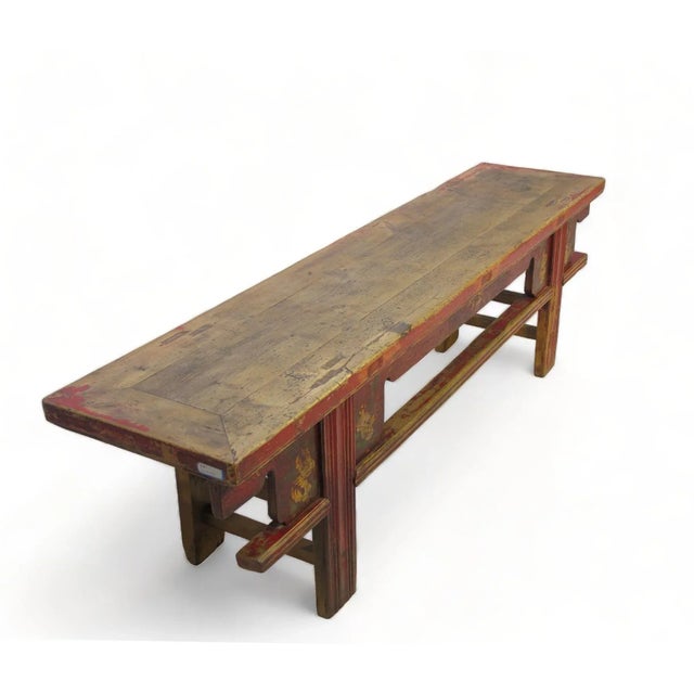 Low 74" Inch Long Antique Chinese Bench Console Table | Chairish
