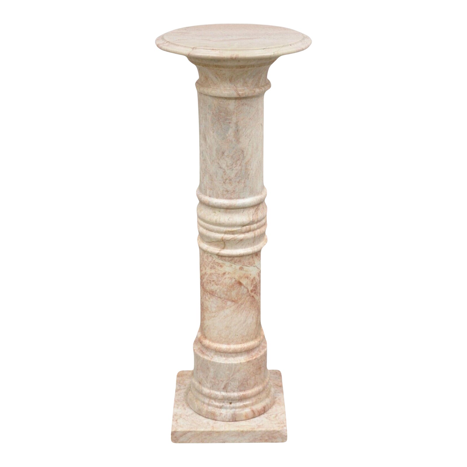 Vintage Italian Pink Marble Round Column Pedestal Plant Stand | Chairish