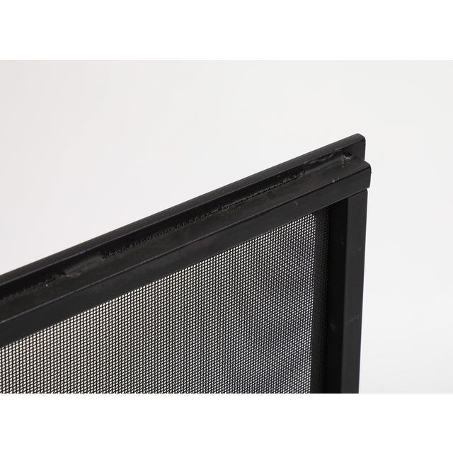 Contemporary Black Metal Mesh Firescreen | Chairish