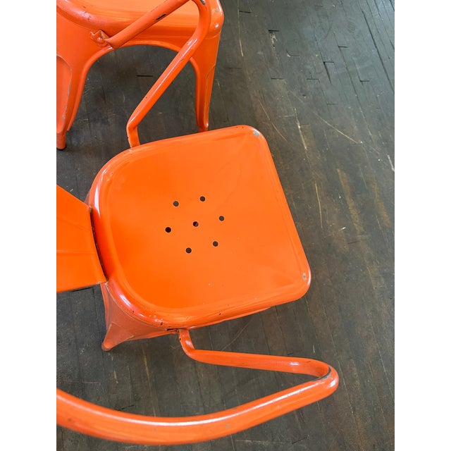 5 Vintage Tolix Style Stackable Dining Side Chair Iconic Orange | Chairish