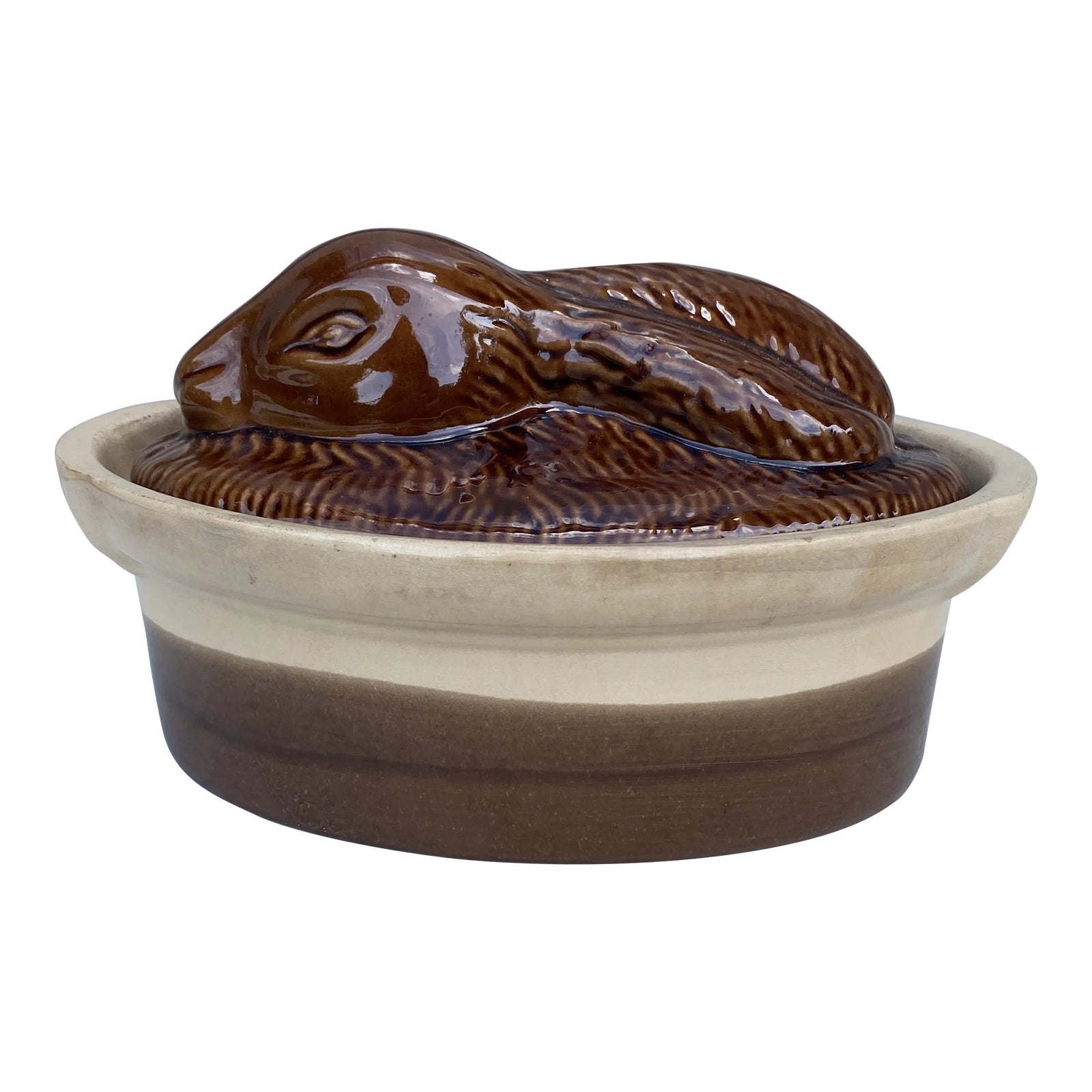 French Pottery Majolica Rabbit Pâté Tureen Circa 1950 | Chairish