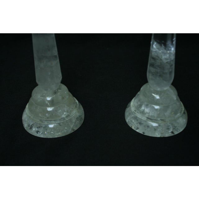 Rock Crystal Candlesticks With Eight Faceted Sides - a Pair | Chairish